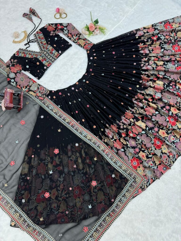 BLACK SEQUIN LEHENGA PREORDER SPECIAL QRC286BLK - Zarissa