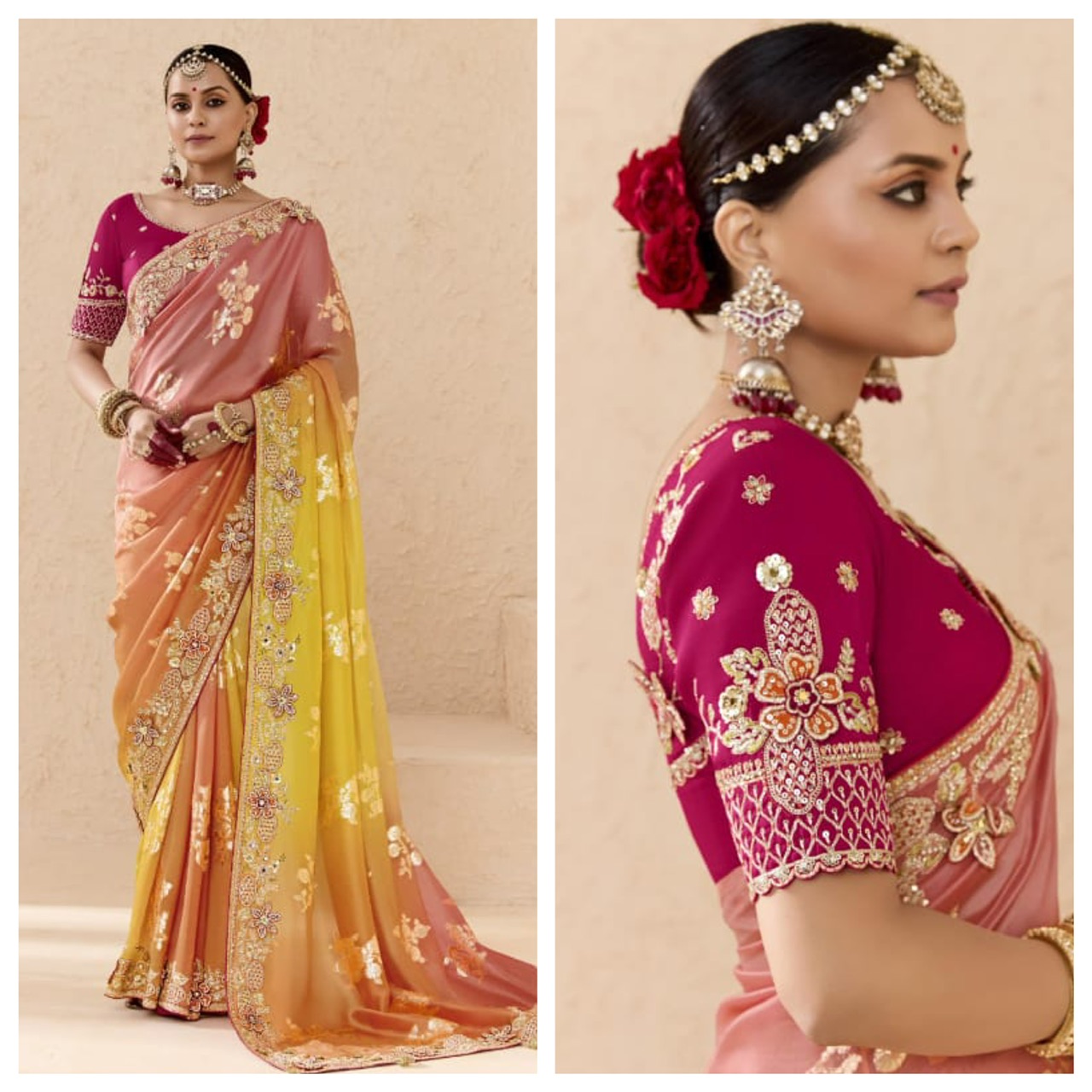 TWO TONE FANCY SILK SAREE PREORDER SPECIAL KIM383 - Zarissa