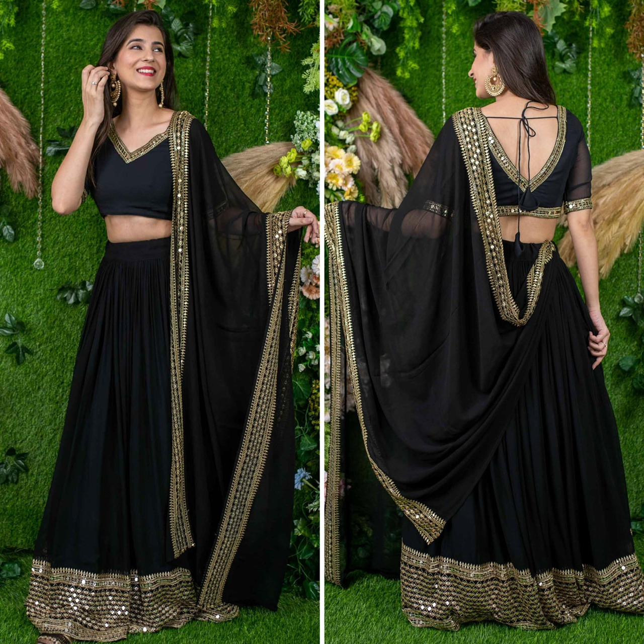 BLACK SEQUIN LEHENGA PREORDER SPECIAL ZEE15061 - Zarissa