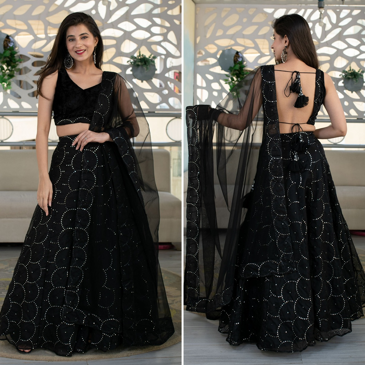 BLACK SEQUIN LEHENGA PREORDER SPECIAL ZEE15064 - Zarissa