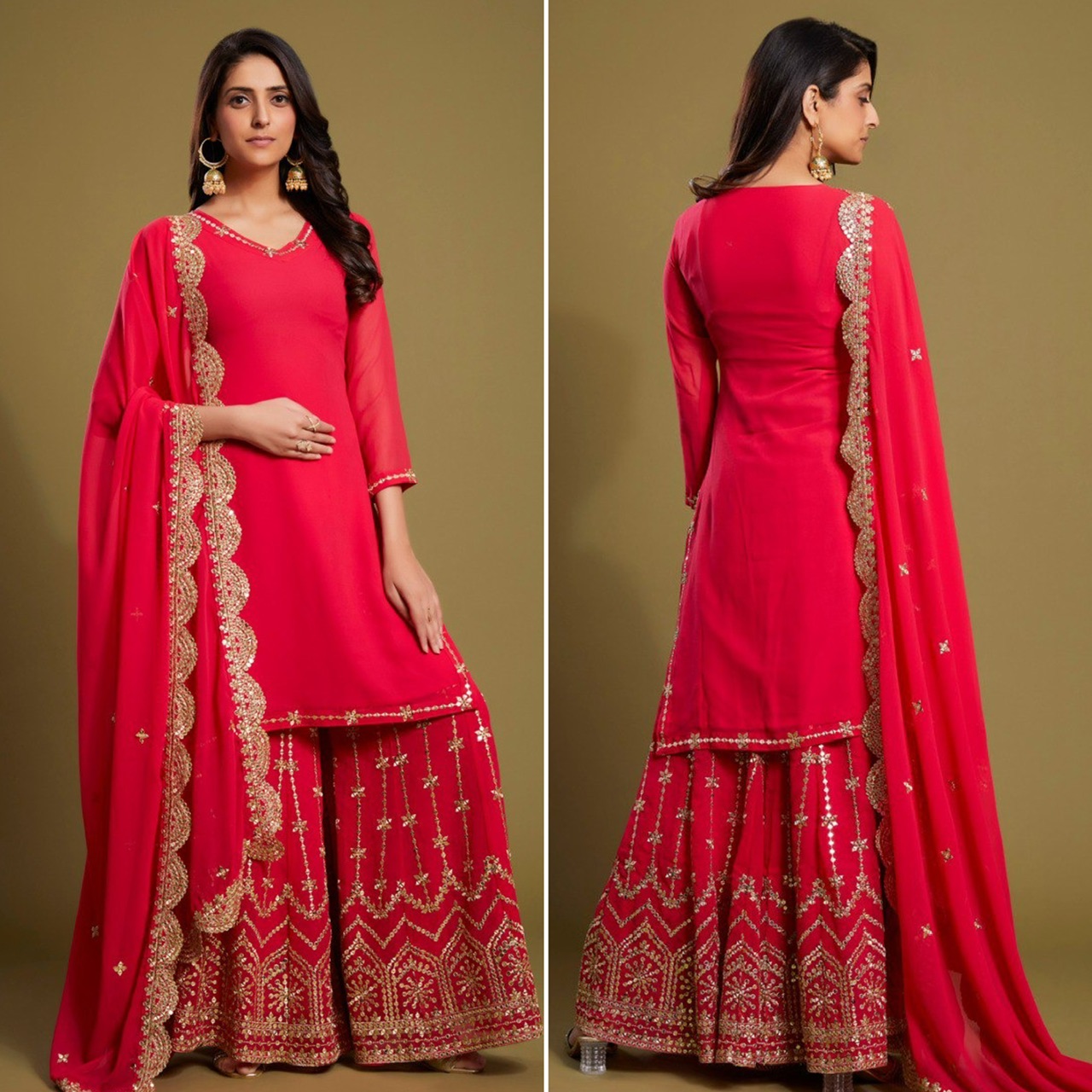 PINK GEORGETTE READY MADE SUIT PREORDER SPECIAL TF174 - Zarissa